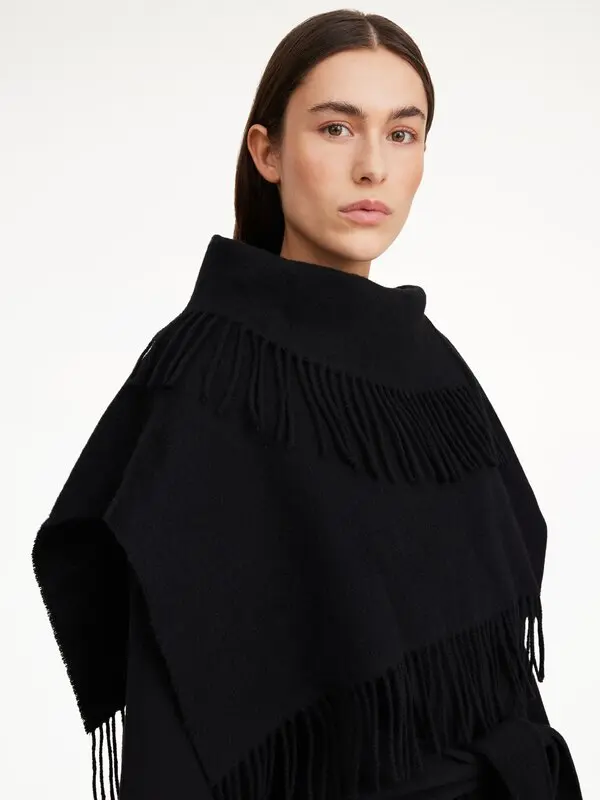 BY MALENE BIRGER Turtla Wool Fringe Bib - Black