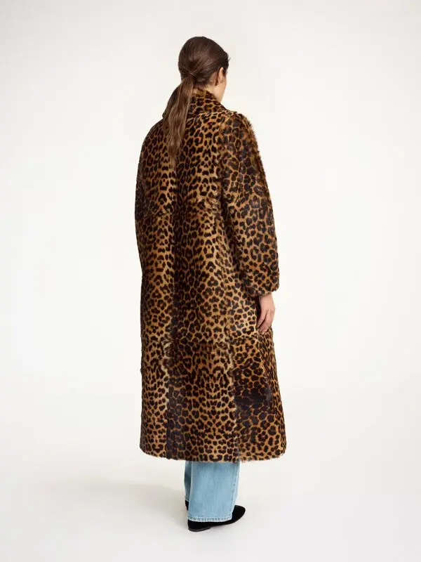 BY MALENE BIRGER Rafaia Calf Shearling Maxi Coat - Leopard