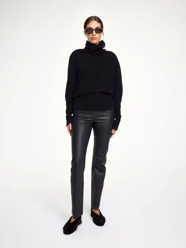 BY MALENE BIRGER Florentina Long Leather Trousers - Black