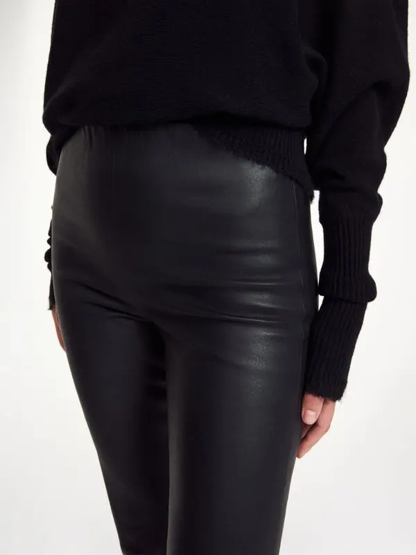 BY MALENE BIRGER Florentina Long Leather Trousers - Black