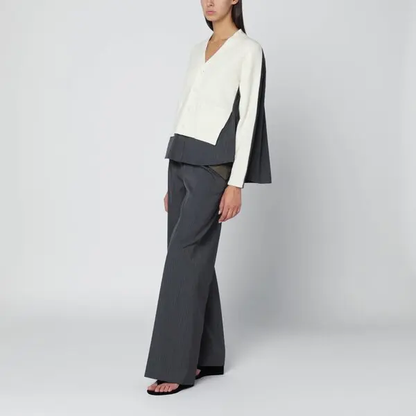 Sacai Pinstripe Bi-material Trousers - Grey