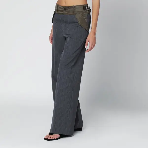 Sacai Pinstripe Bi-material Trousers - Grey