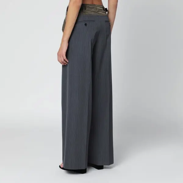 Sacai Pinstripe Bi-material Trousers - Grey