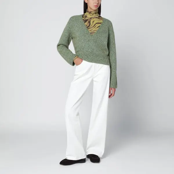 GANNI Wool-blend Textured Sweater - Green