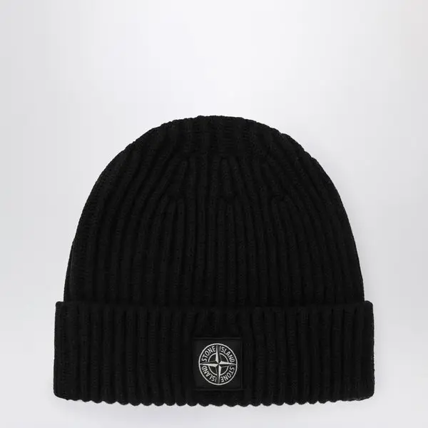 Stone Island Virgin Wool Beanie - Black