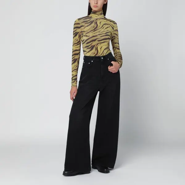GANNI Zebra-print Turtleneck Top