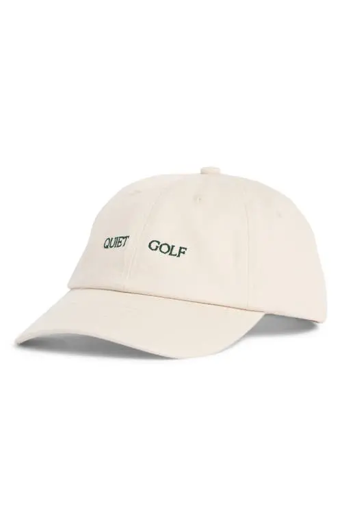 QUIET GOLF Logo Embroidered Cotton Cap - Bone