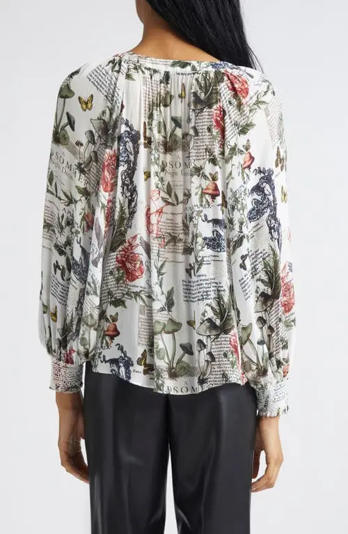 Alice + Olivia Thalia Mixed Print Button-up Shirt