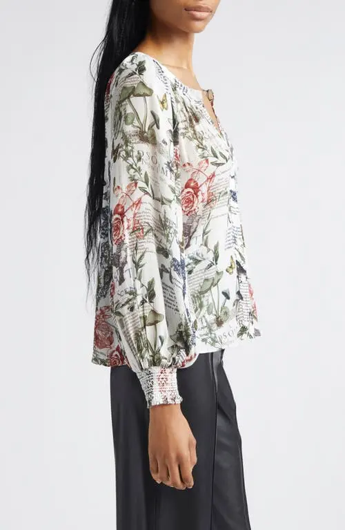 Alice + Olivia Thalia Mixed Print Button-up Shirt