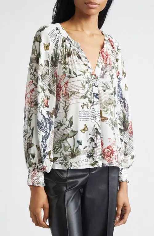 Alice + Olivia Thalia Mixed Print Button-up Shirt
