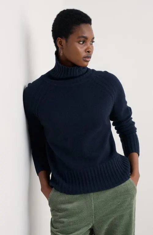 SEASALT CORNWALL Basset Cove Merino Wool Blend Turtleneck Sweater - Knit Melange Maritime