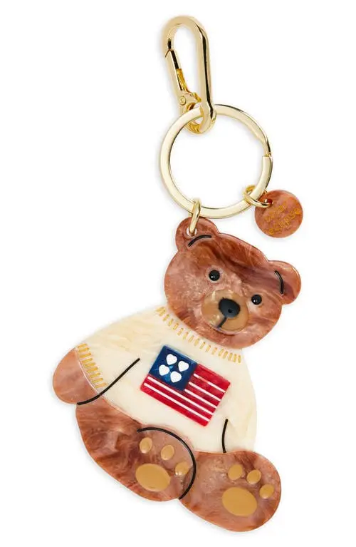 SOLAR ECLIPSE Hand-painted Americana Teddy Bear Keychain Bag Charm - Brown