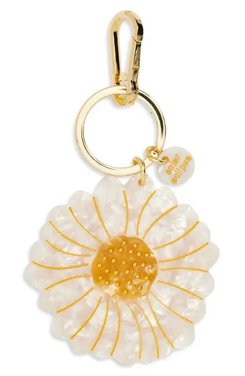 SOLAR ECLIPSE Hand-painted Daisy Bag Charm - White