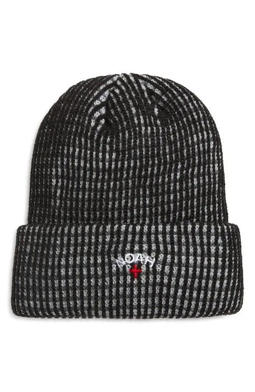 NOAH Tri-color Waffle-stitch Beanie - Black/grey/dark Grey