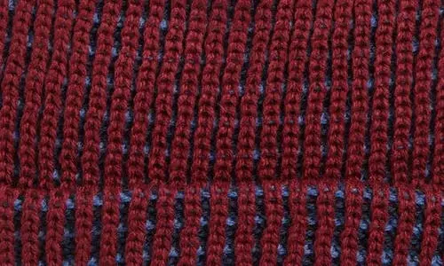 NOAH Tri-color Waffle-stitch Beanie - Light Blue/navy/maroon