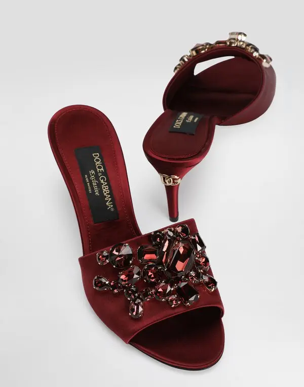 Dolce & Gabbana Keira Satin Mules With Gemstone Embellishment