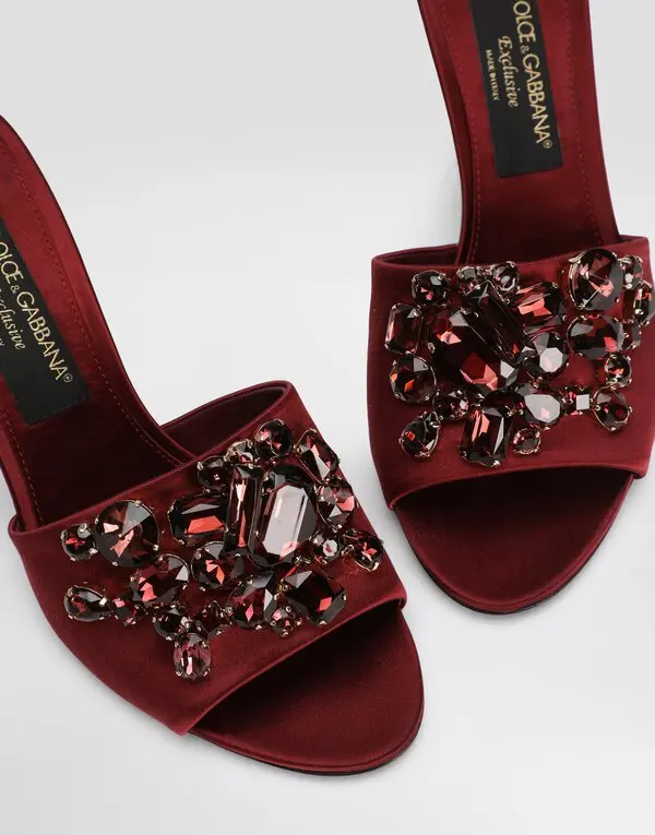 Dolce & Gabbana Keira Satin Mules With Gemstone Embellishment