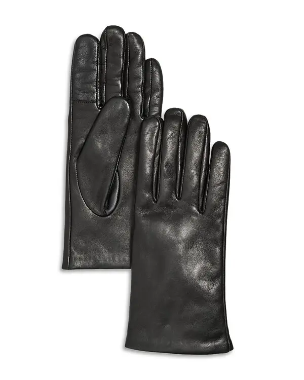 Bloomingdale'S Cashmere Lined Leather Tech Gloves - Black