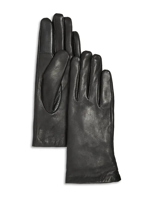 Bloomingdale'S Cashmere Lined Leather Tech Gloves - Grey