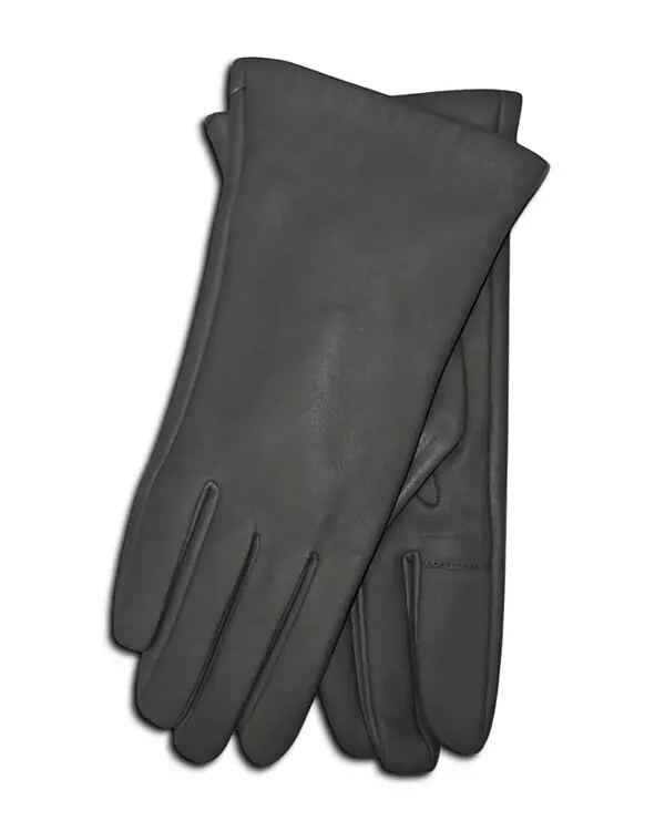 Bloomingdale'S Cashmere Lined Leather Tech Gloves - Grey