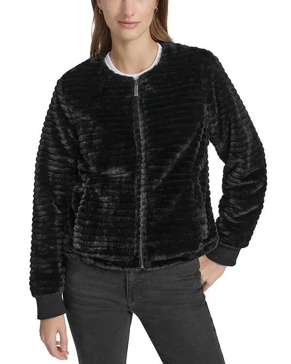 Marc New York Ribbed Faux Fur Zip Jacket