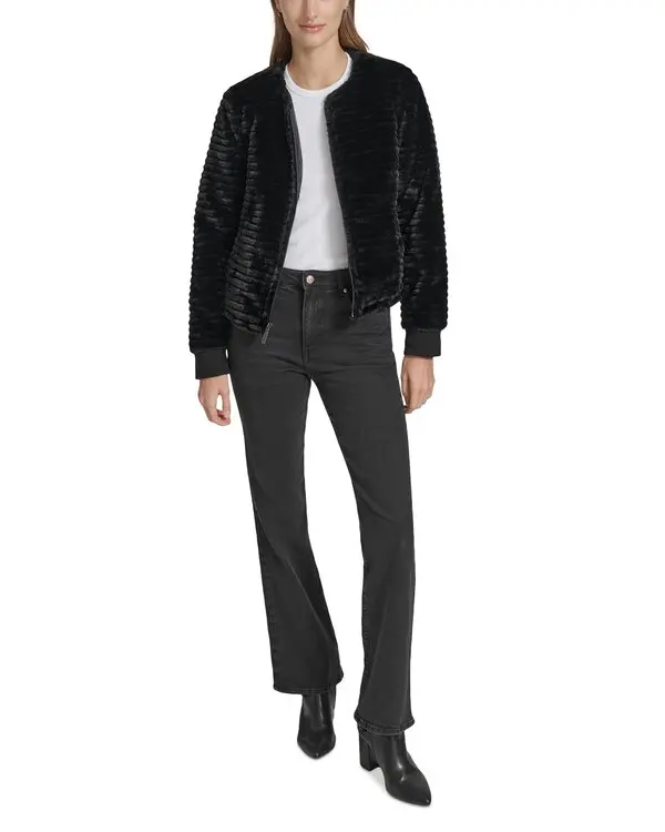 Marc New York Ribbed Faux Fur Zip Jacket