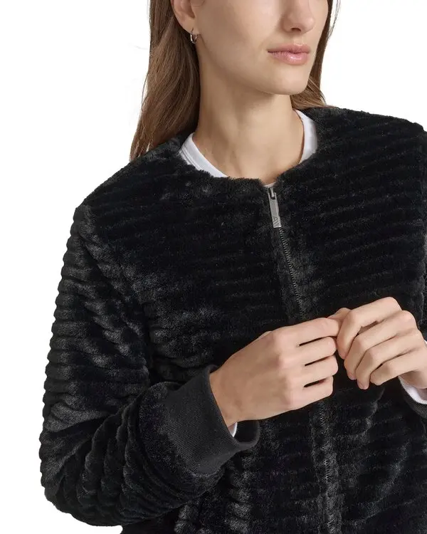 Marc New York Ribbed Faux Fur Zip Jacket