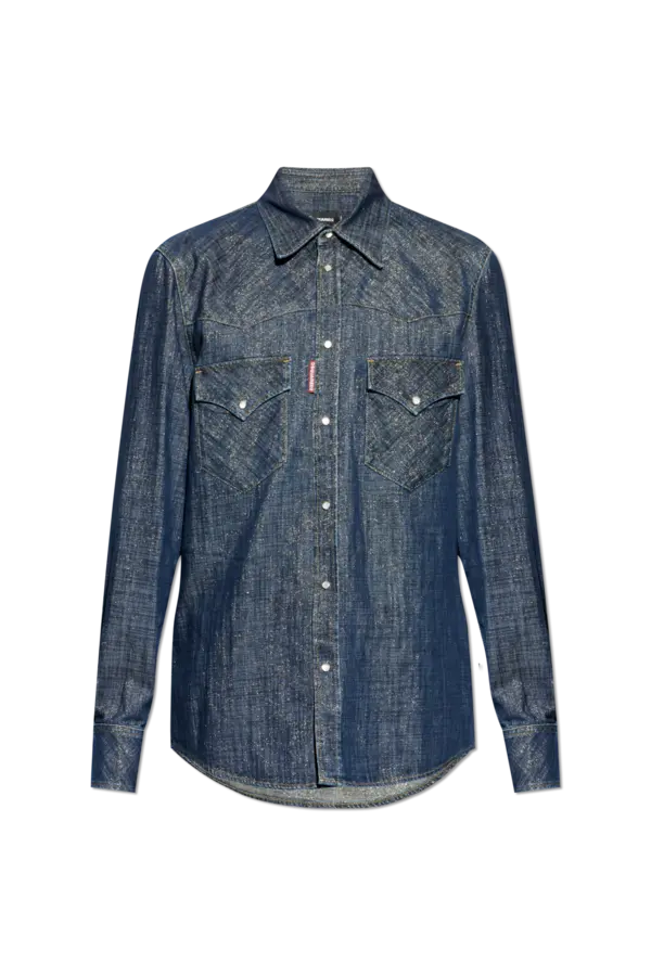 Dsquared2 Shirt With Lurex Thread - Navy Blue