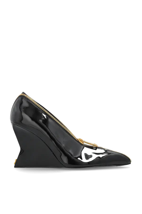Balmain Wedge Heel Zip Shoes