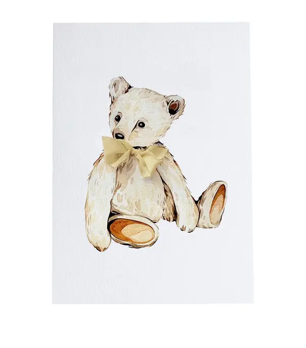 SOPHIE BRABBINS Teddy Bear With Ribbon A4 Print - Yellow