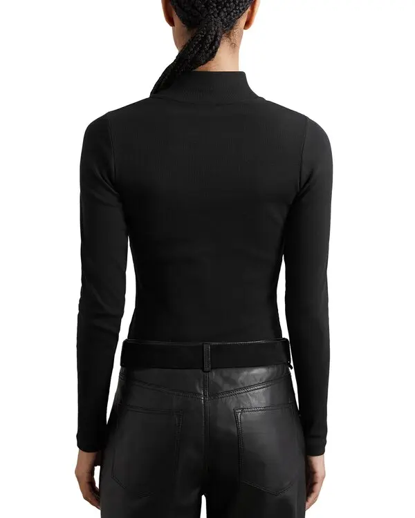 REISS Polly Ribbed Funnel Neck Top