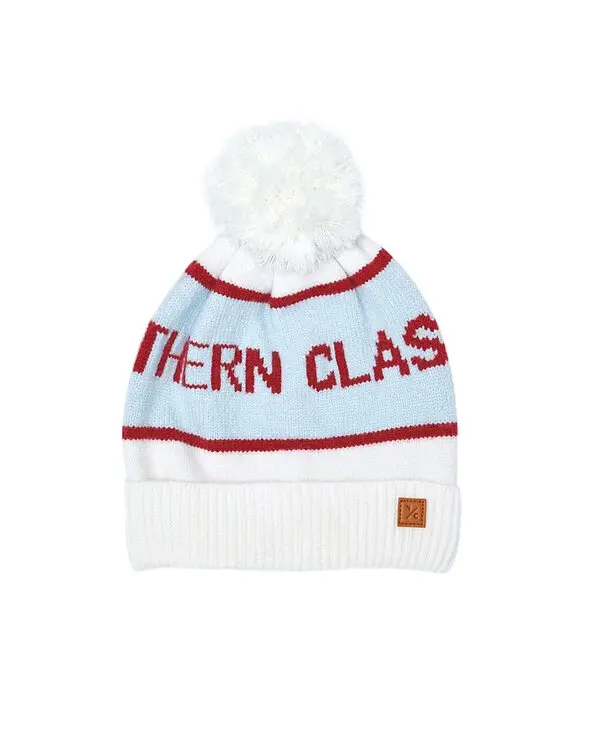 NORTHERN CLASSICS Knit Pom Beanie - Winter White Cloud Blue