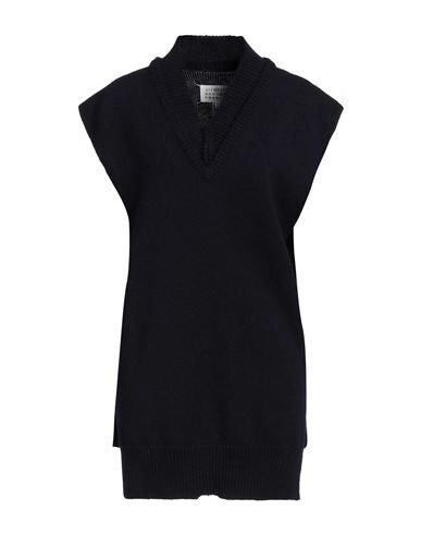 MAISON MARGIELA Sleeveless V-neck Wool, Linen, And Cotton Sweater - Blue