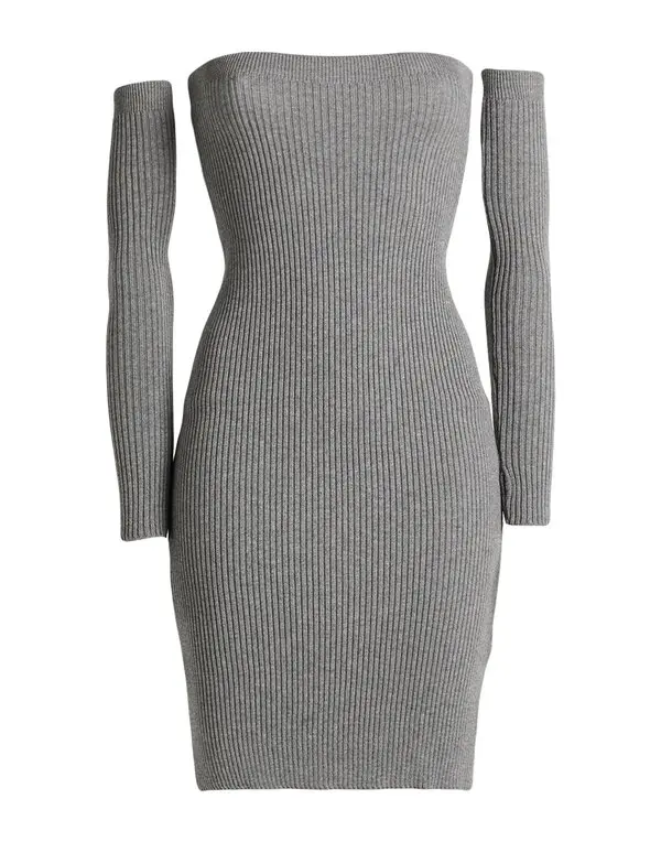 Haveone Ribbed-knit Mini Dress With Detachable Sleeves - Grey