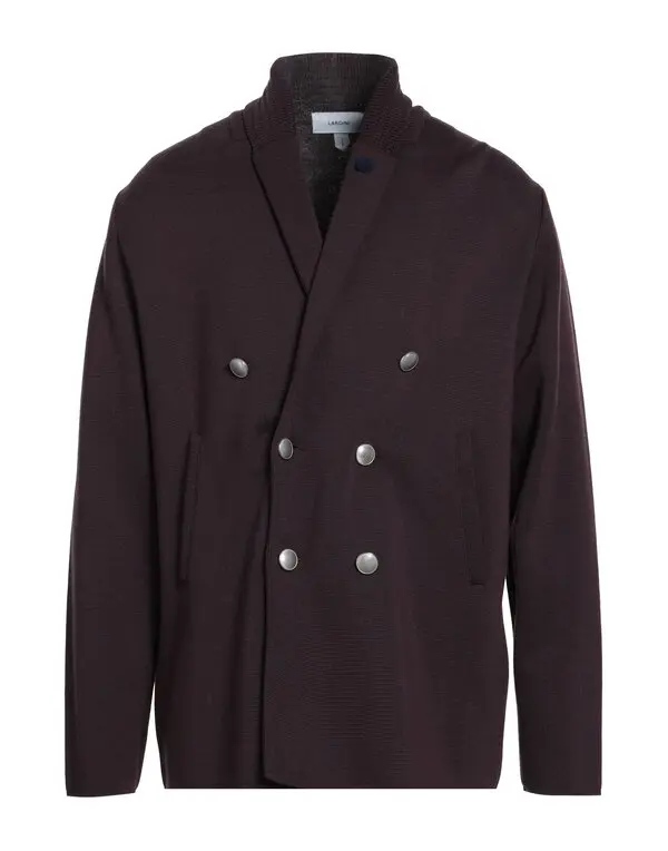 LARDINI Double-breasted Knitted Wool Blazer - Purple