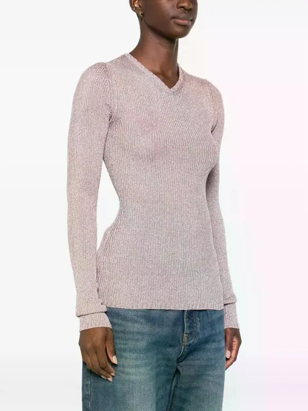 Miu Miu Lurex Detail Long-sleeve Jumper - Pink