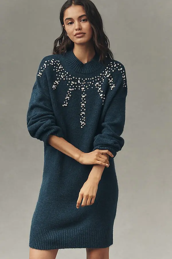 red knit dress women Cable-Knit Half Zip Long Sleeve Sweater Dress
