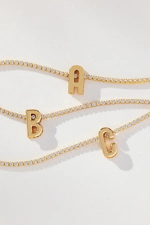 Anthropologie Shimmered Monogram Tennis Necklace - A
