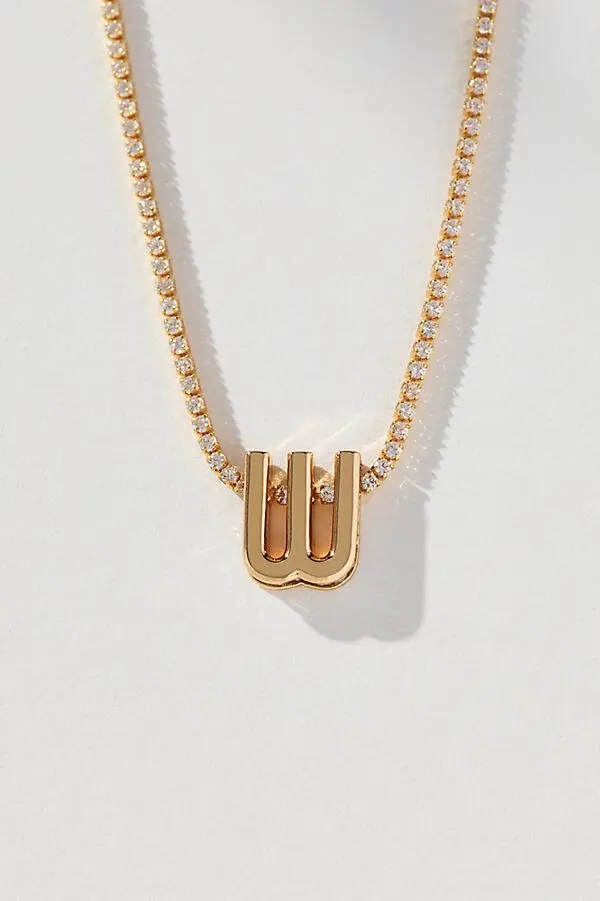 Anthropologie Shimmered Monogram Tennis Necklace - W