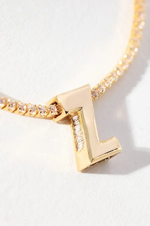 Anthropologie Shimmered Monogram Tennis Necklace - Z