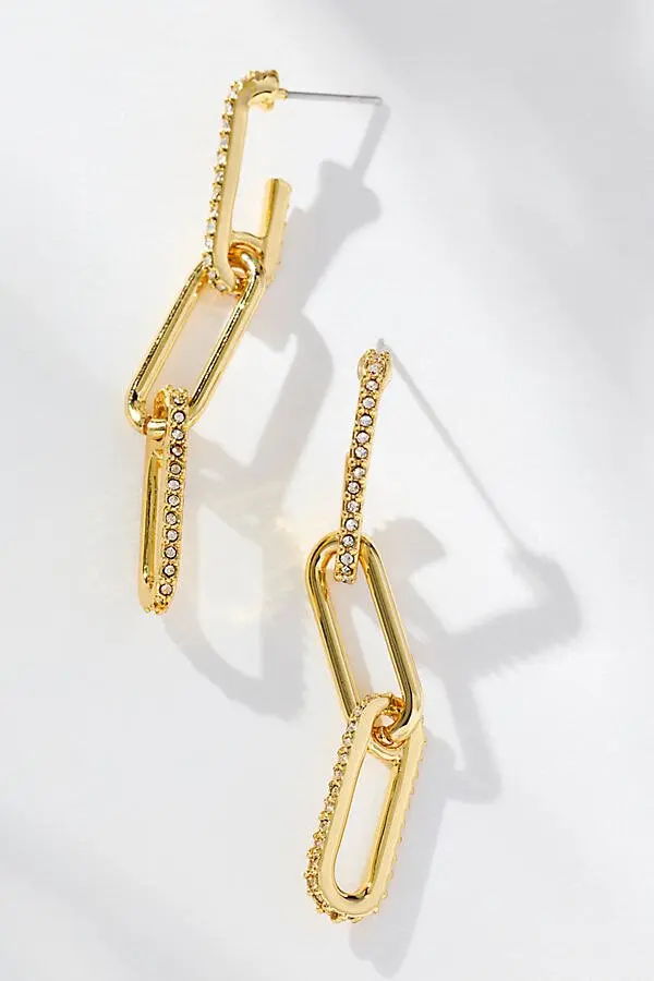 Maeve Triple Paperclip Drop Earrings - Gold