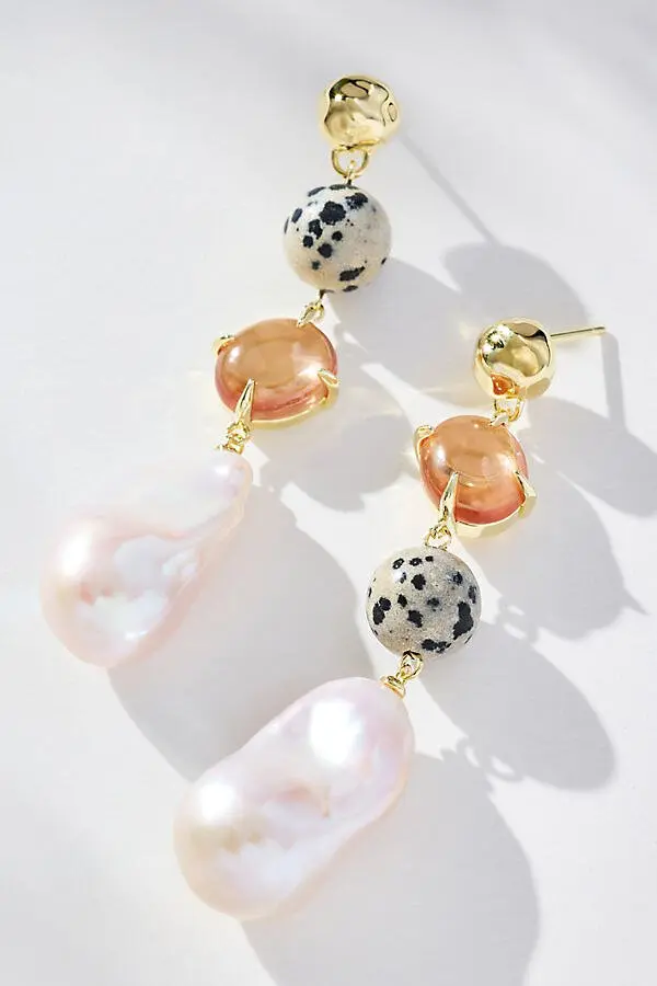 F+H STUDIOS Mixed Bag Pearl Drop Earrings - Gold