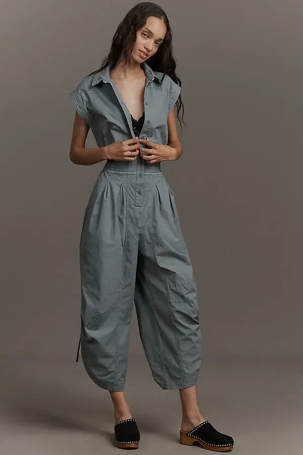 Anthropologie Ripstop Parachute Jumpsuit - Blue Haze