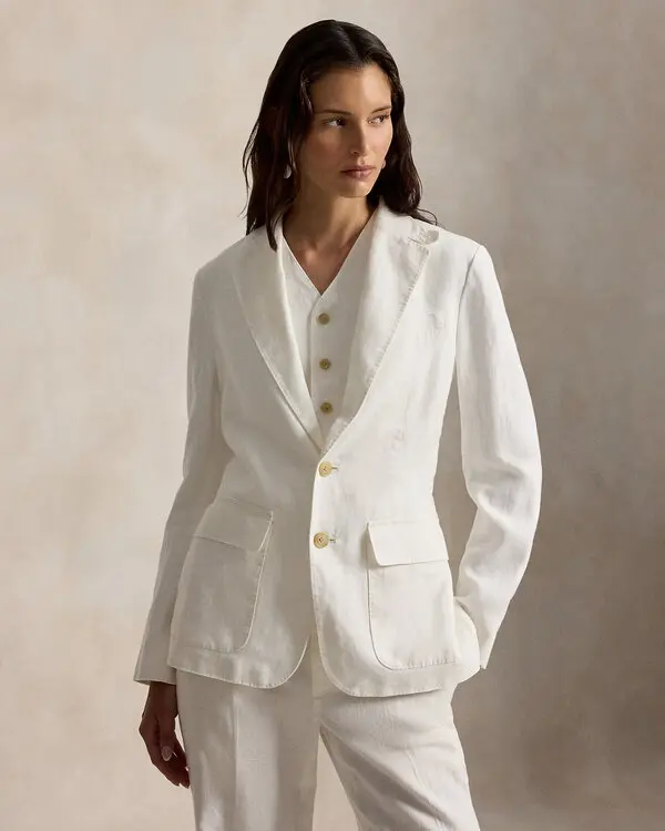 Ralph Lauren Single-breasted Linen Blazer - White