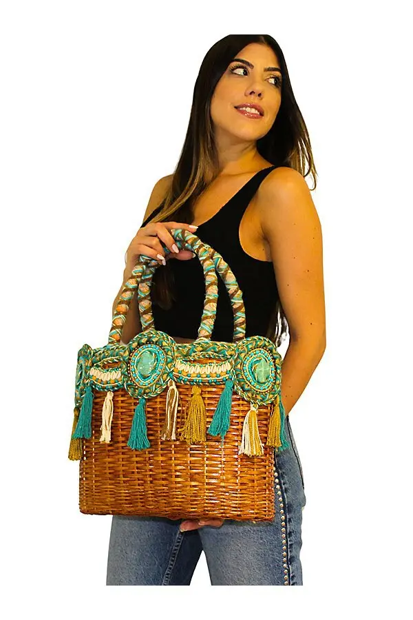 SAMBBOHO Raffia Tote Bag