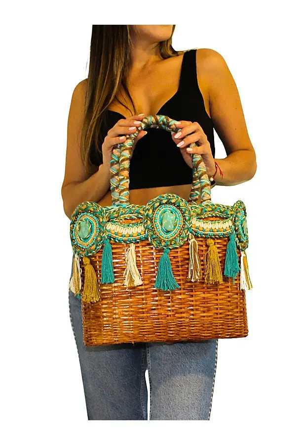 SAMBBOHO Raffia Tote Bag