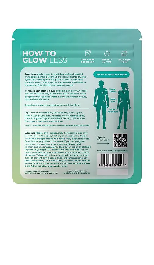 GLOWLESS Alcohol Flush Patch 6 Pack