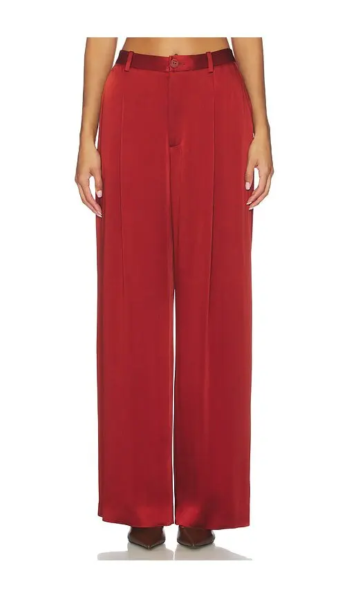 Lapointe Satin Relaxed Pleated Pant - Rust