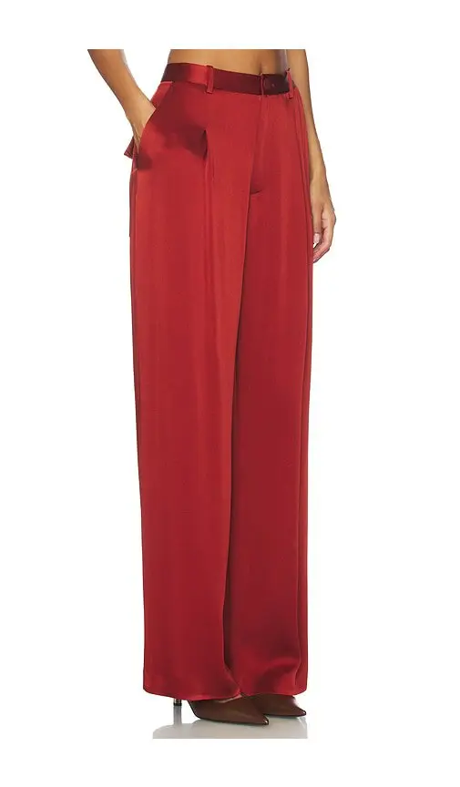 Lapointe Satin Relaxed Pleated Pant - Rust