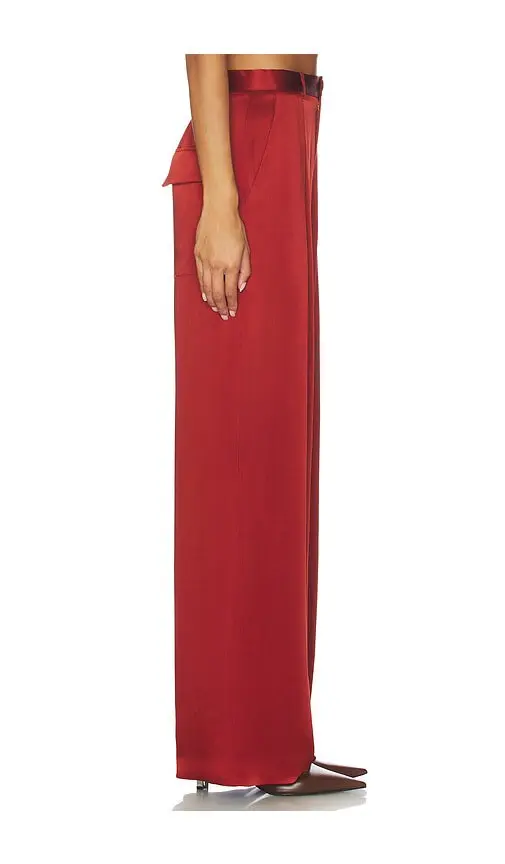 Lapointe Satin Relaxed Pleated Pant - Rust